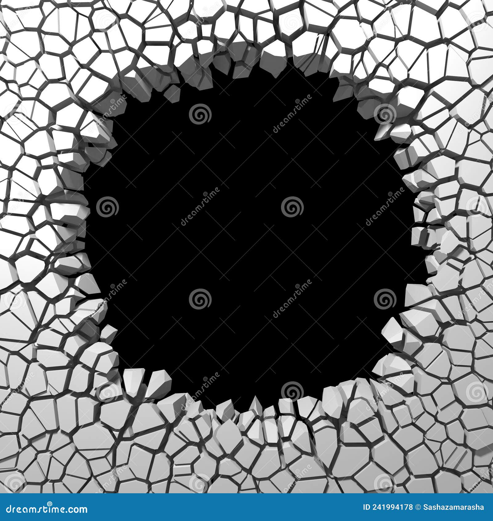 Exploding Wall with Free Area on Center Stock Illustration ...
