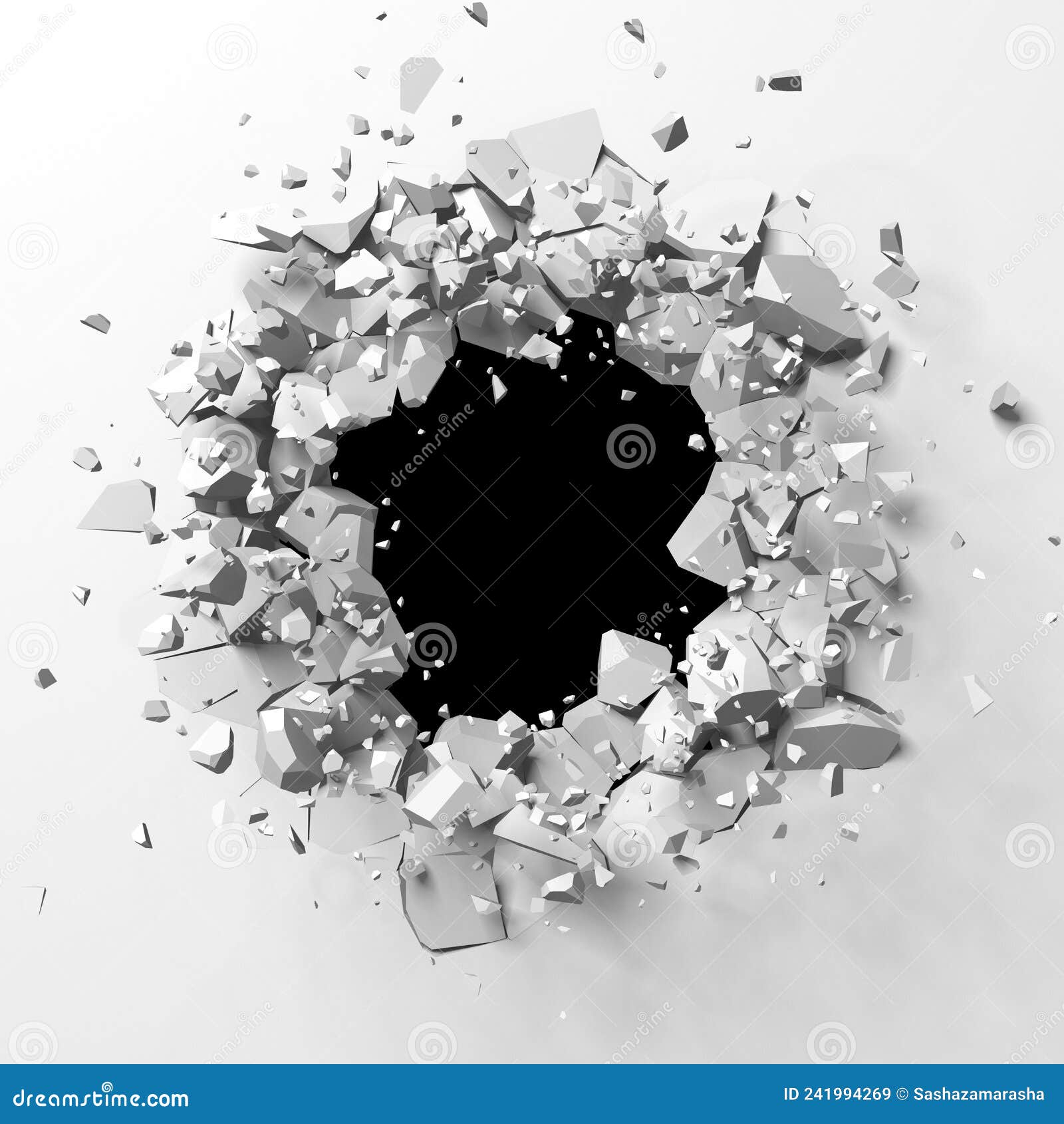 Exploding Wall with Free Area on Center Stock Illustration ...