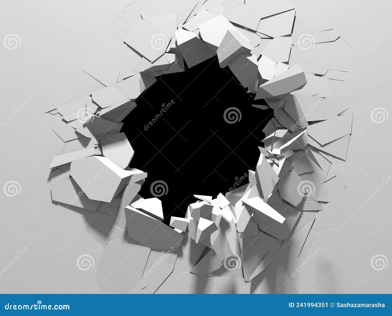 Exploding Wall with Free Area on Center Stock Illustration ...