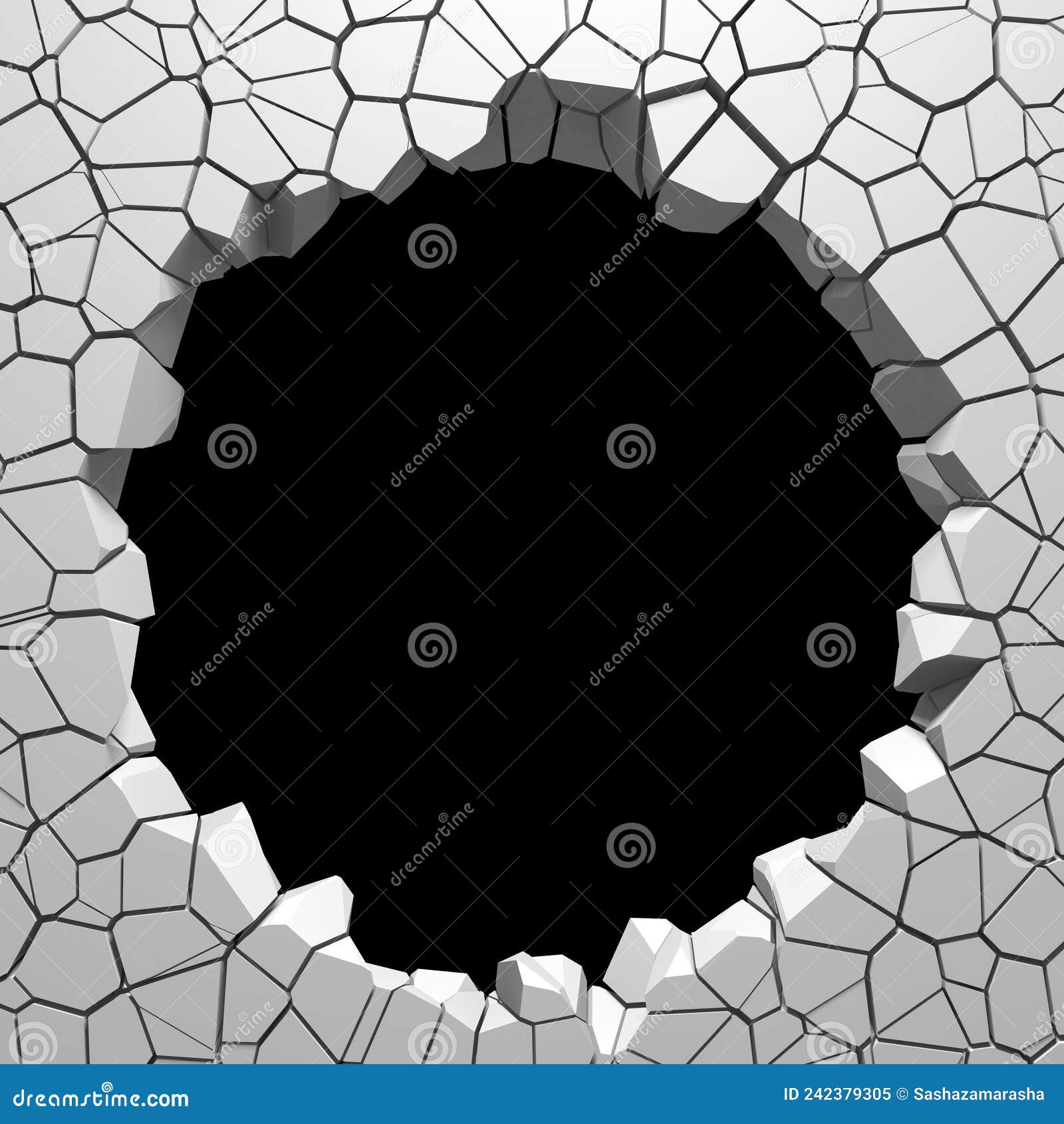 Exploding Wall with Free Area on Center Stock Illustration ...