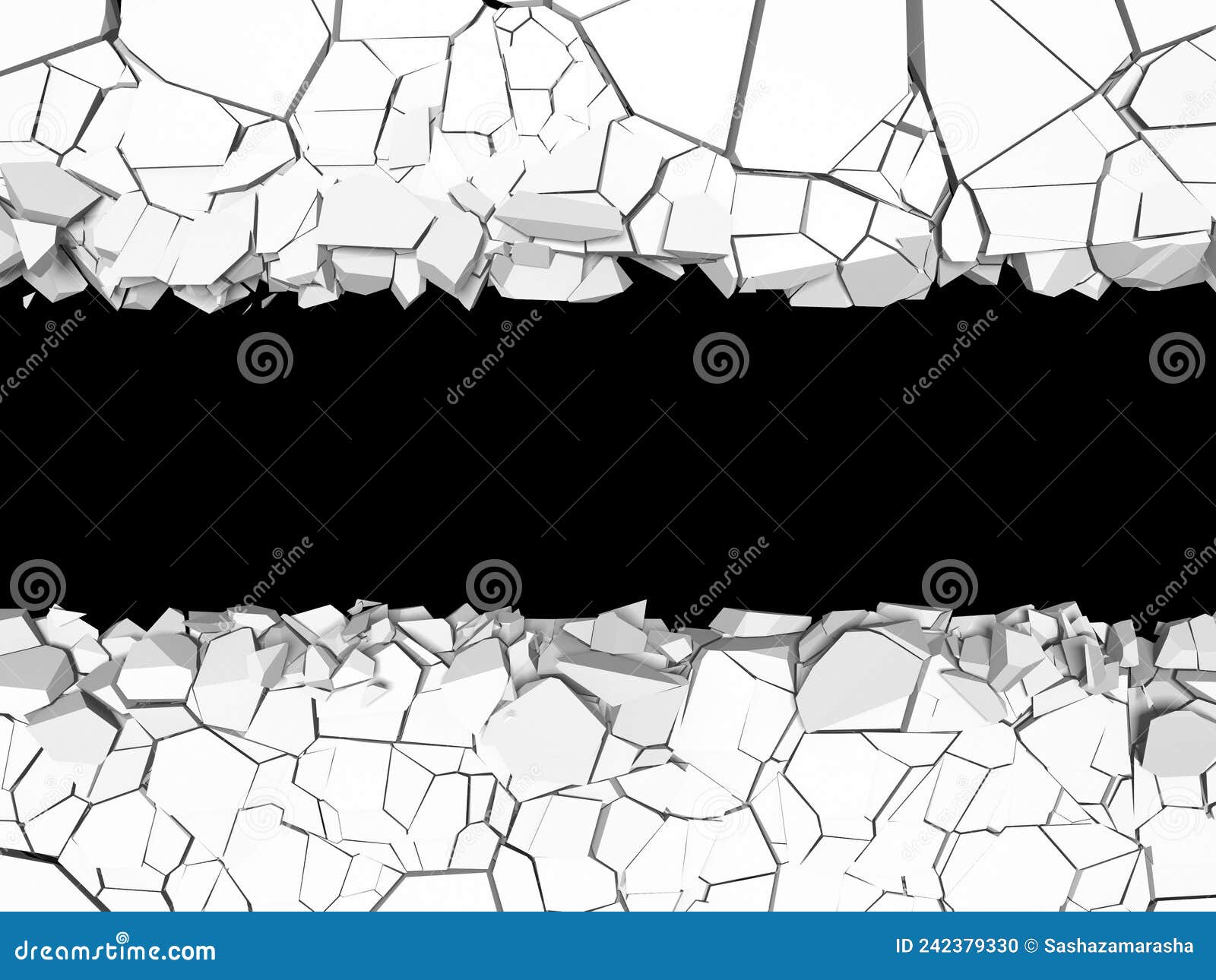 Exploding Wall with Free Area on Center Stock Illustration ...