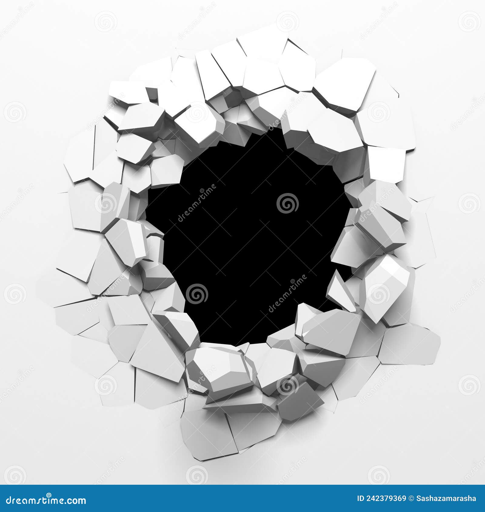 Exploding Wall with Free Area on Center Stock Illustration ...