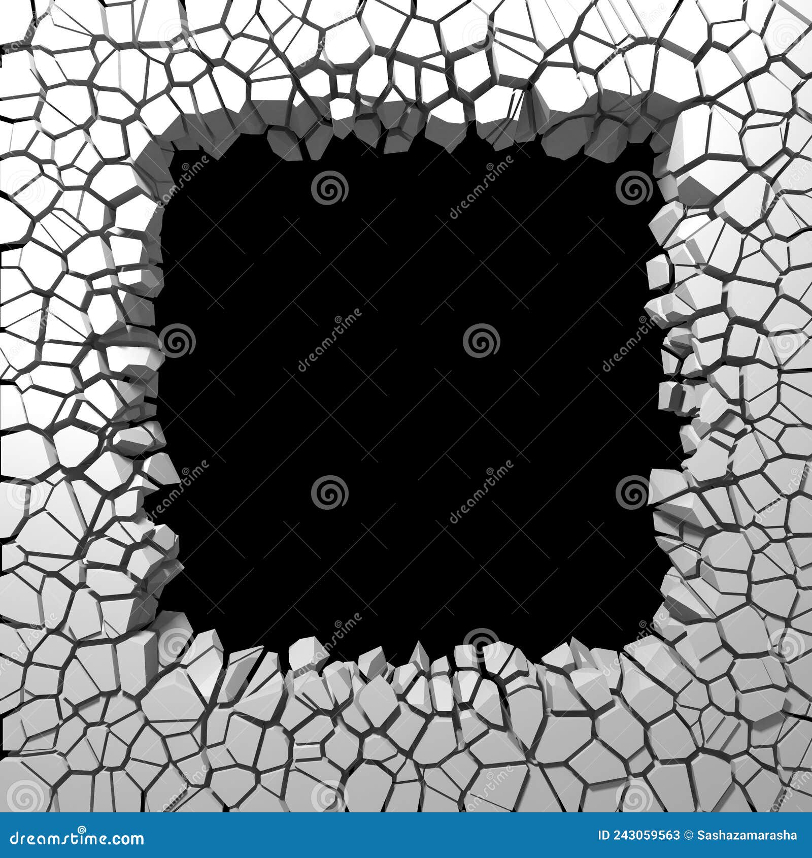 Exploding Wall with Free Area on Center Stock Illustration ...