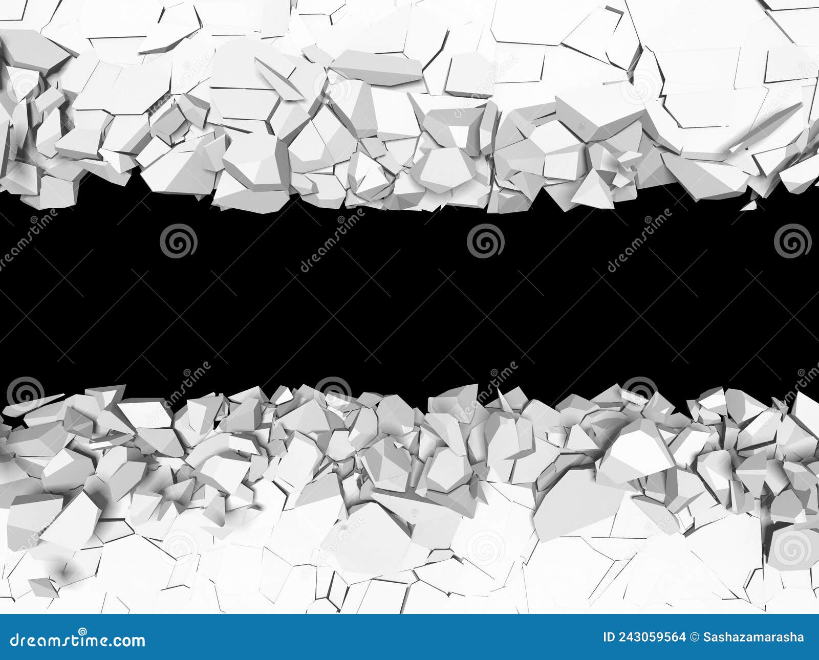 Exploding Wall with Free Area on Center Stock Illustration ...