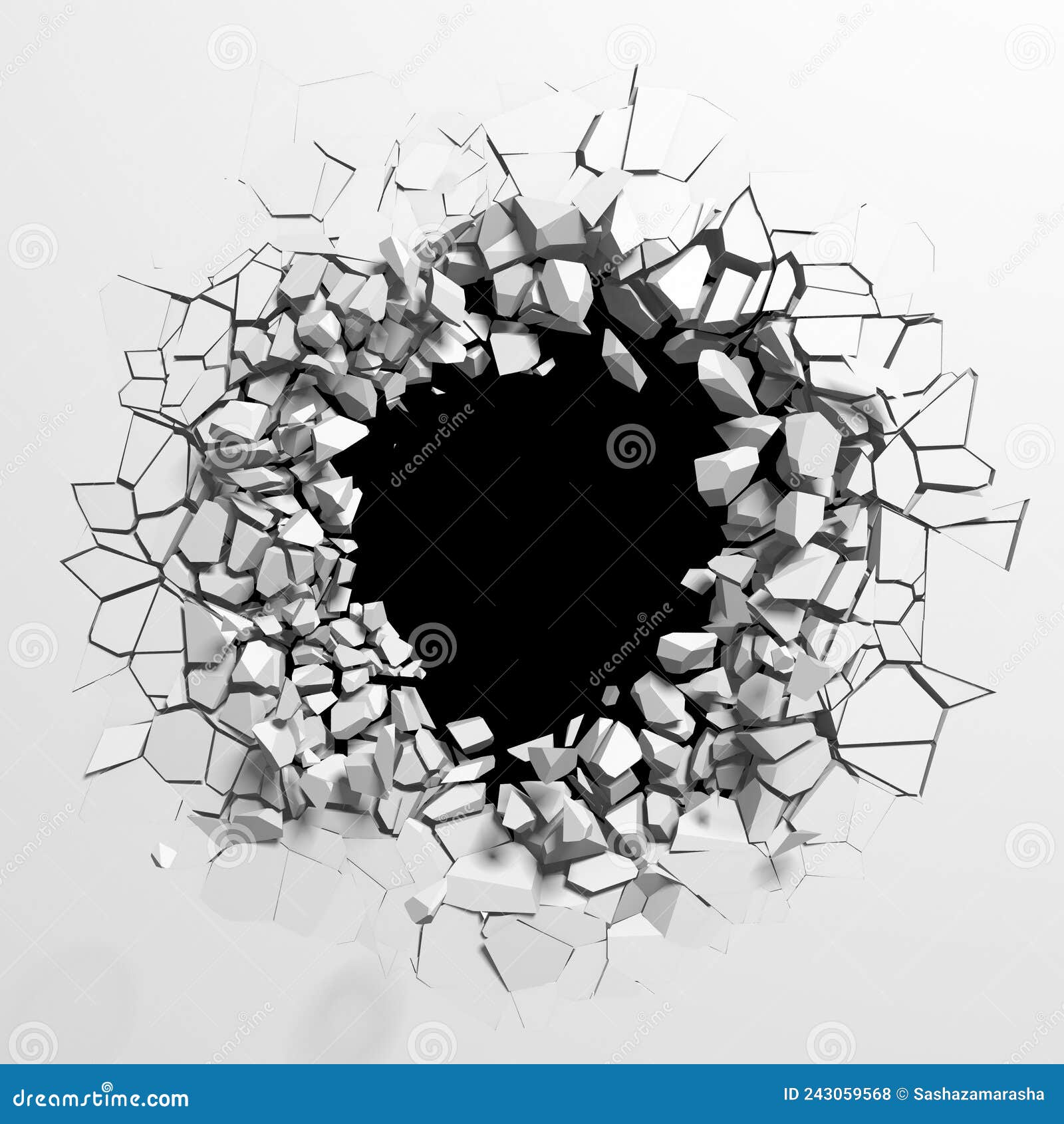 Exploding Wall with Free Area on Center Stock Illustration ...