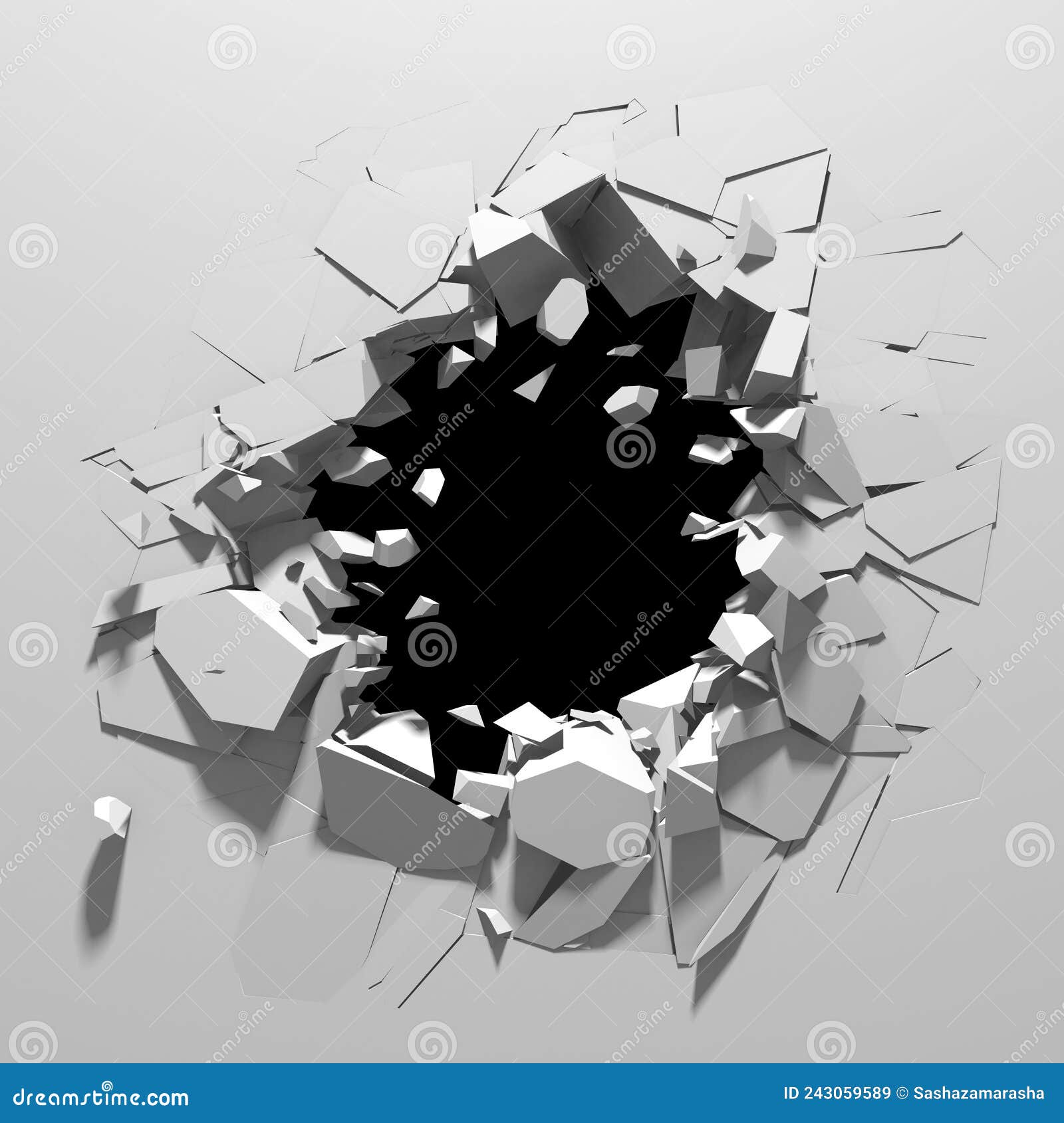 Exploding Wall with Free Area on Center Stock Illustration ...