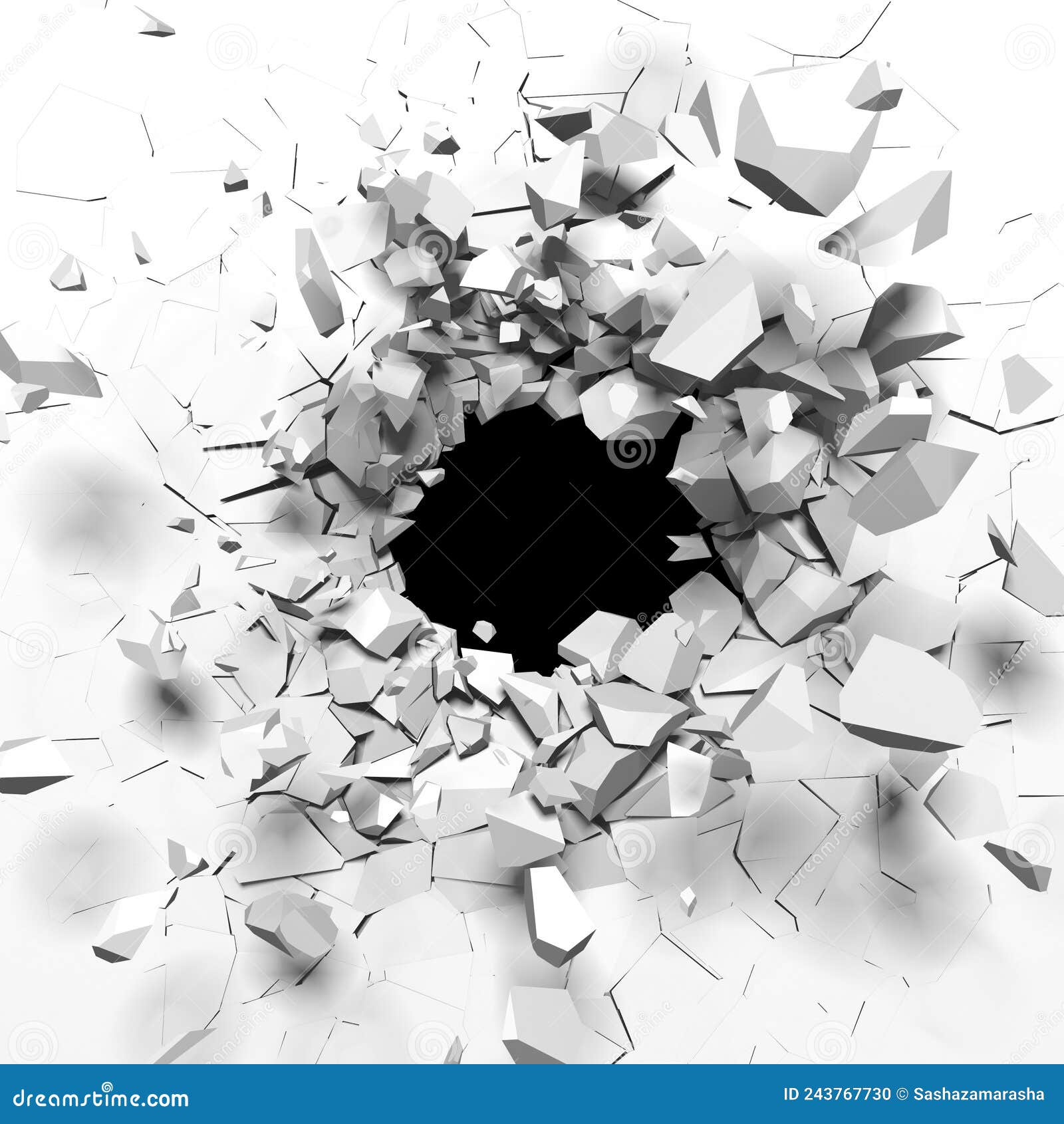 Exploding Wall with Free Area on Center Stock Illustration ...
