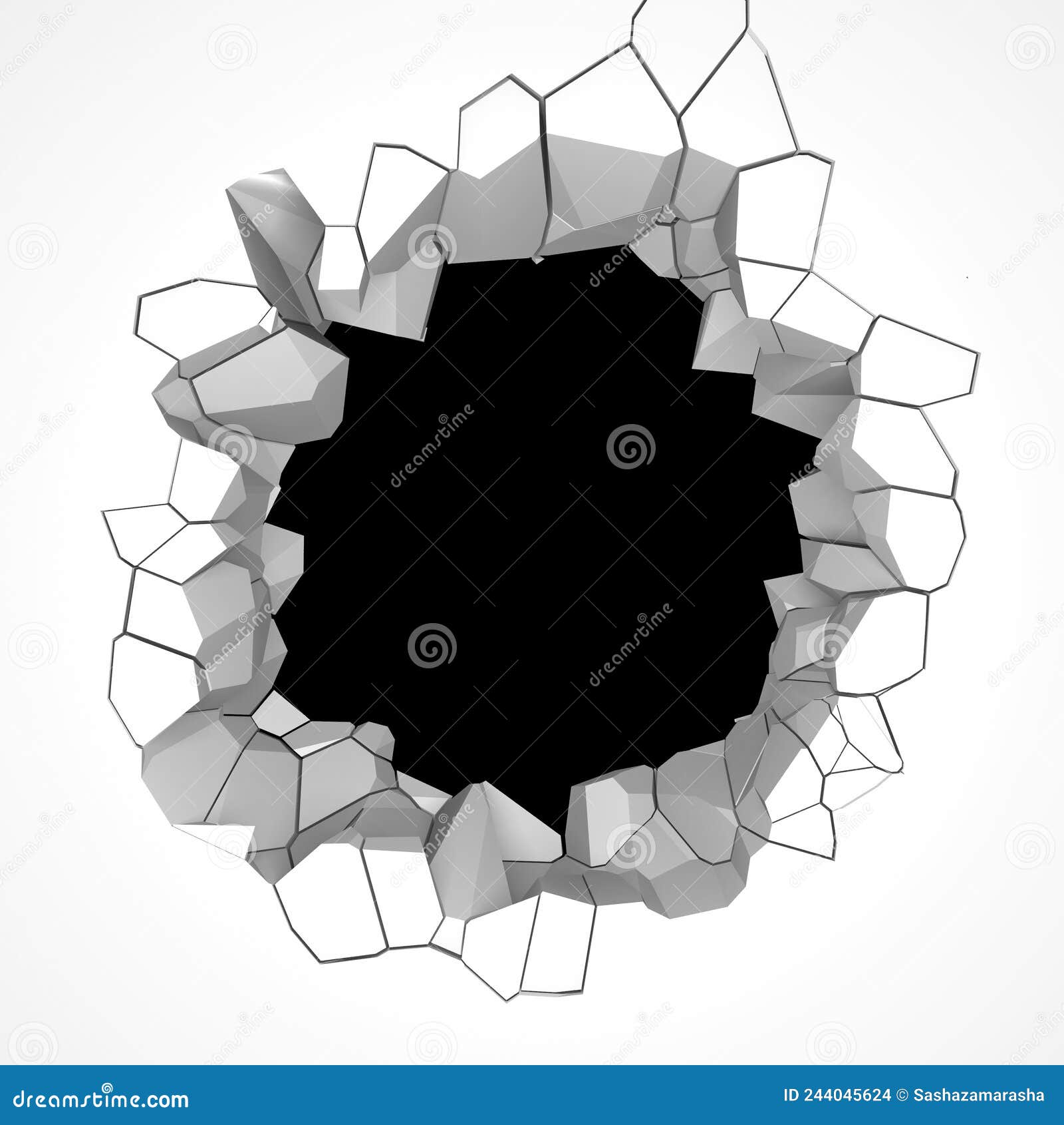 Exploding Wall with Free Area on Center Stock Illustration ...