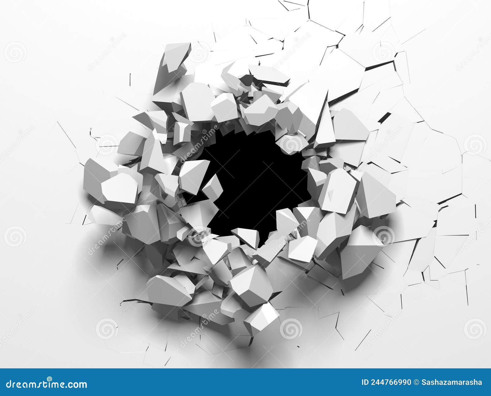Exploding Wall with Free Area on Center Stock Illustration ...