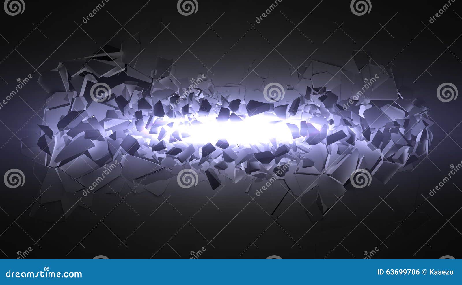 Exploding Wall with Light Beam. Stock Illustration - Illustration of ...