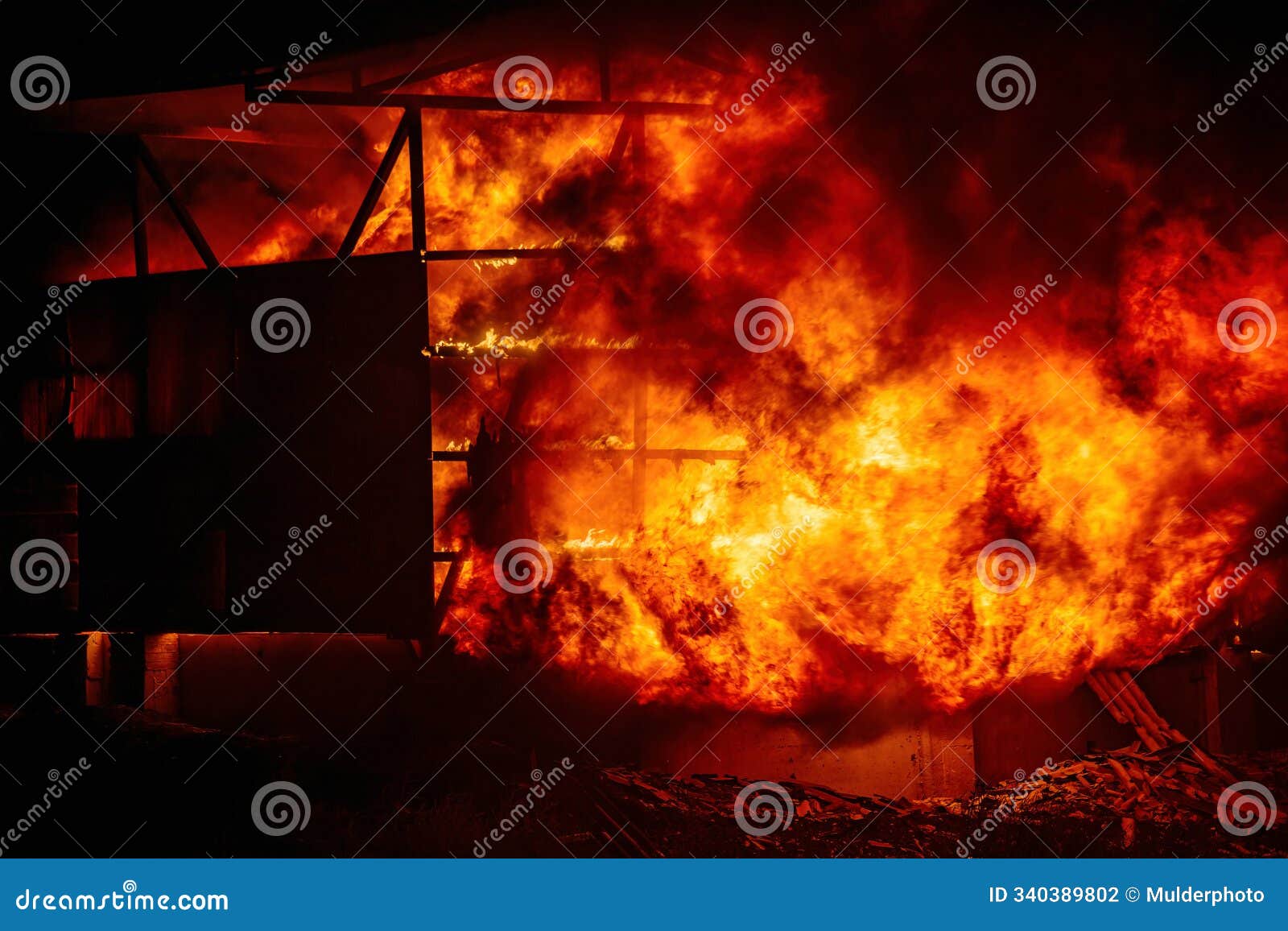 Exploding Warehouse. Burning Industrial Building Stock Photo - Image of ...