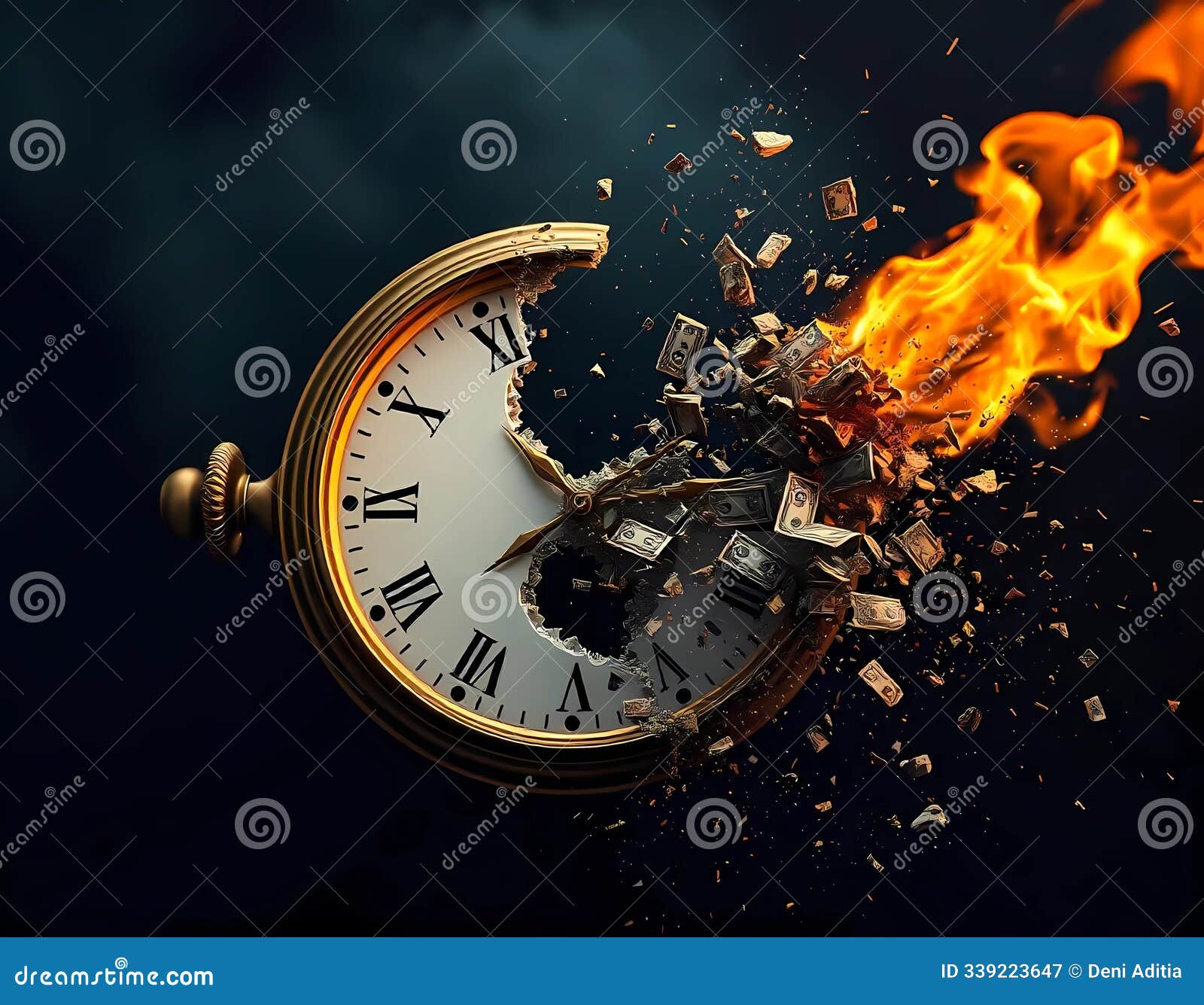 The Exploding Watch Depicts the Concept of Precious Time Stock ...