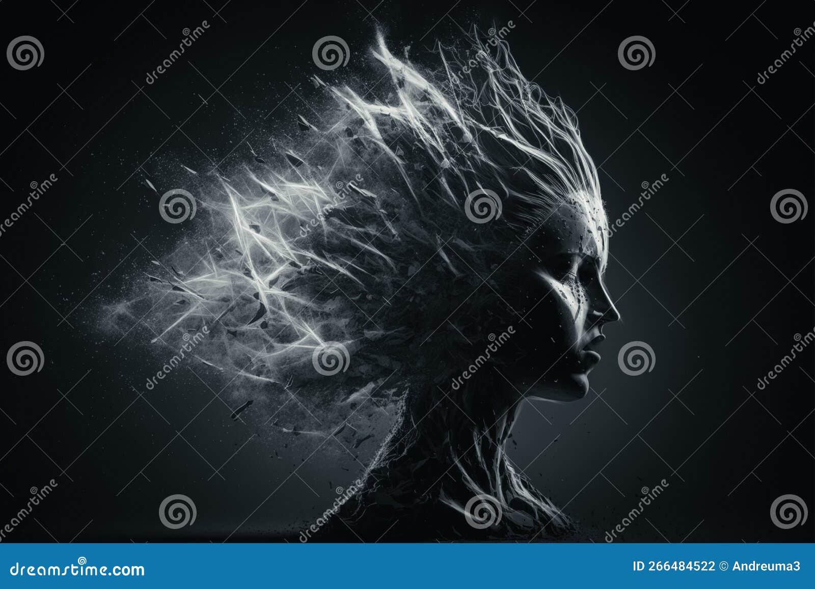 Exploding Woman Head Statue Illustration Stock Illustration ...