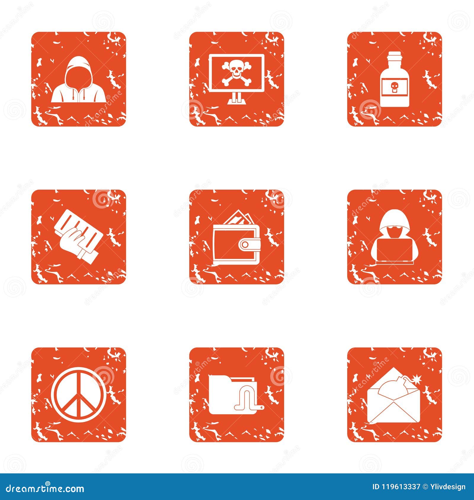 Exploit Icons Set, Grunge Style Stock Vector - Illustration of ...