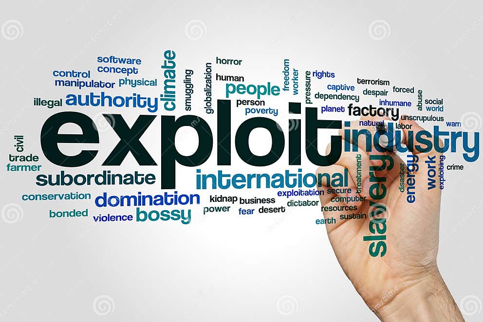 Exploit Word Cloud Concept on Grey Background Stock Illustration ...