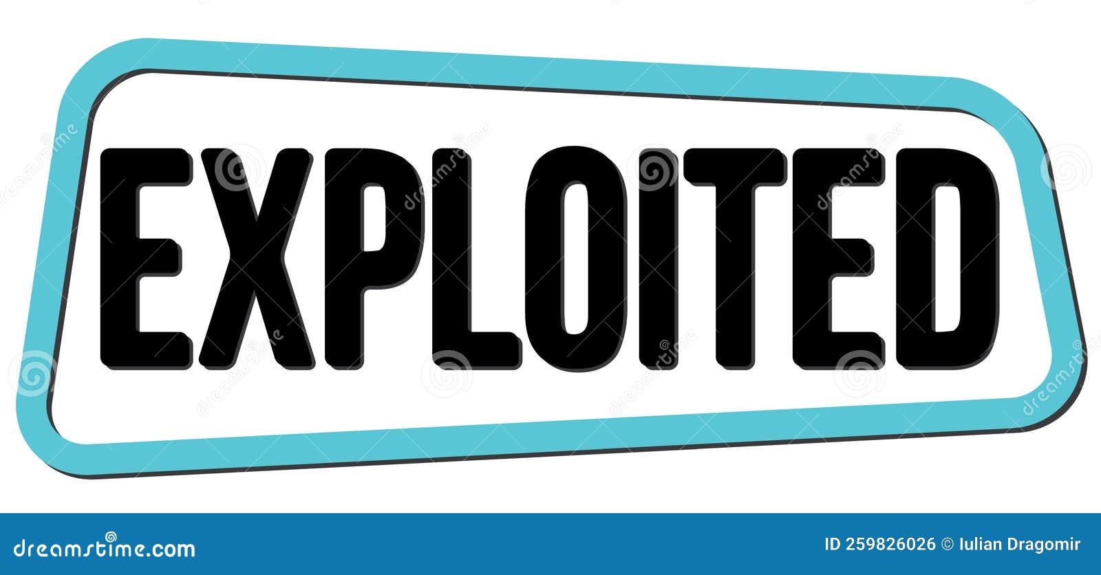 EXPLOITED Text on Blue-black Trapeze Stamp Sign Stock Illustration ...
