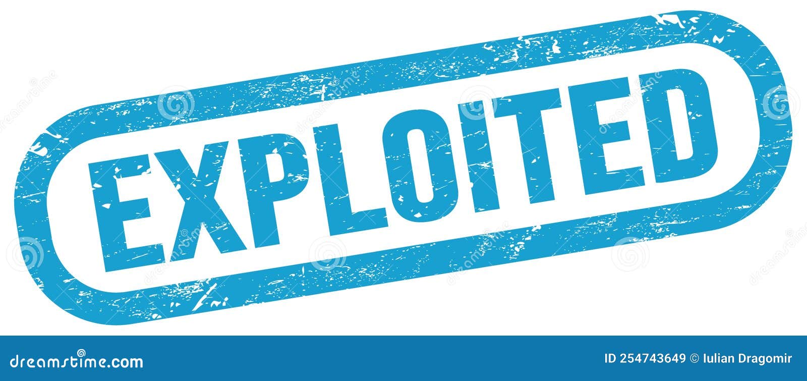 EXPLOITED, Text Written on Blue Stamp Sign Stock Illustration ...