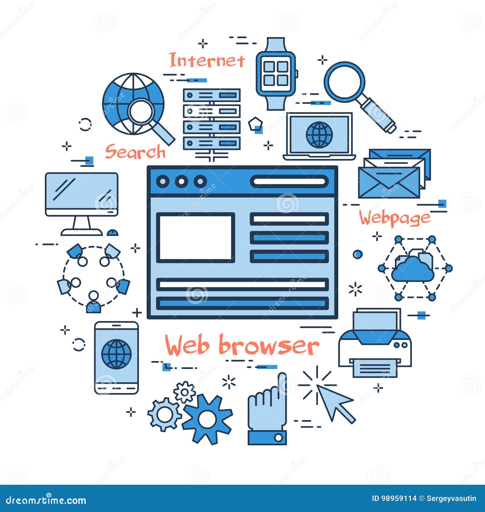 EXPLORADOR WEB Redondo Azul Ilustración del Vector - Ilustración de ...