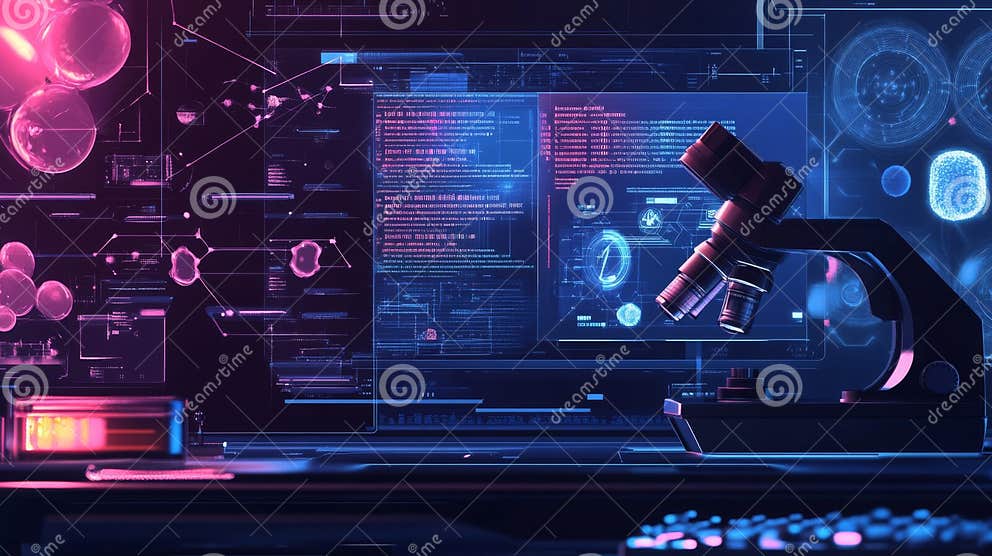 Exploration of Artificial Intelligence and Biotechnology in a Modern Laboratory Setting Stock ...