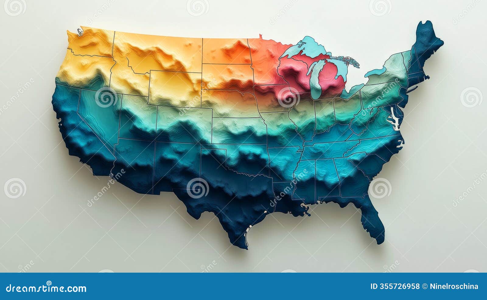 Exploration of Geographical Features in USA Map Highlighting Elevation ...