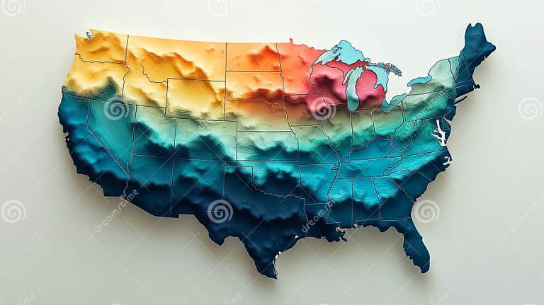 Exploration of Geographical Features in USA Map Highlighting Elevation ...