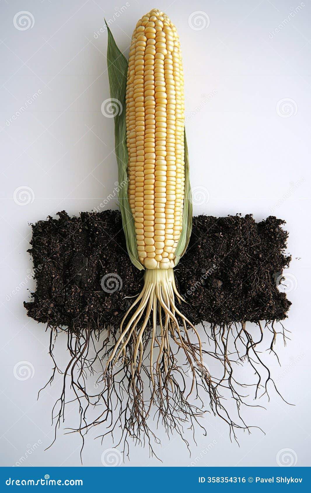 Exploration of the Growth Process Showing Corn with Roots and Soil ...
