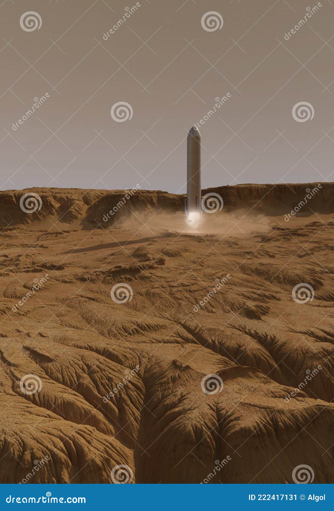Exploration Rocket Landing on Mars Stock Illustration - Illustration of ...