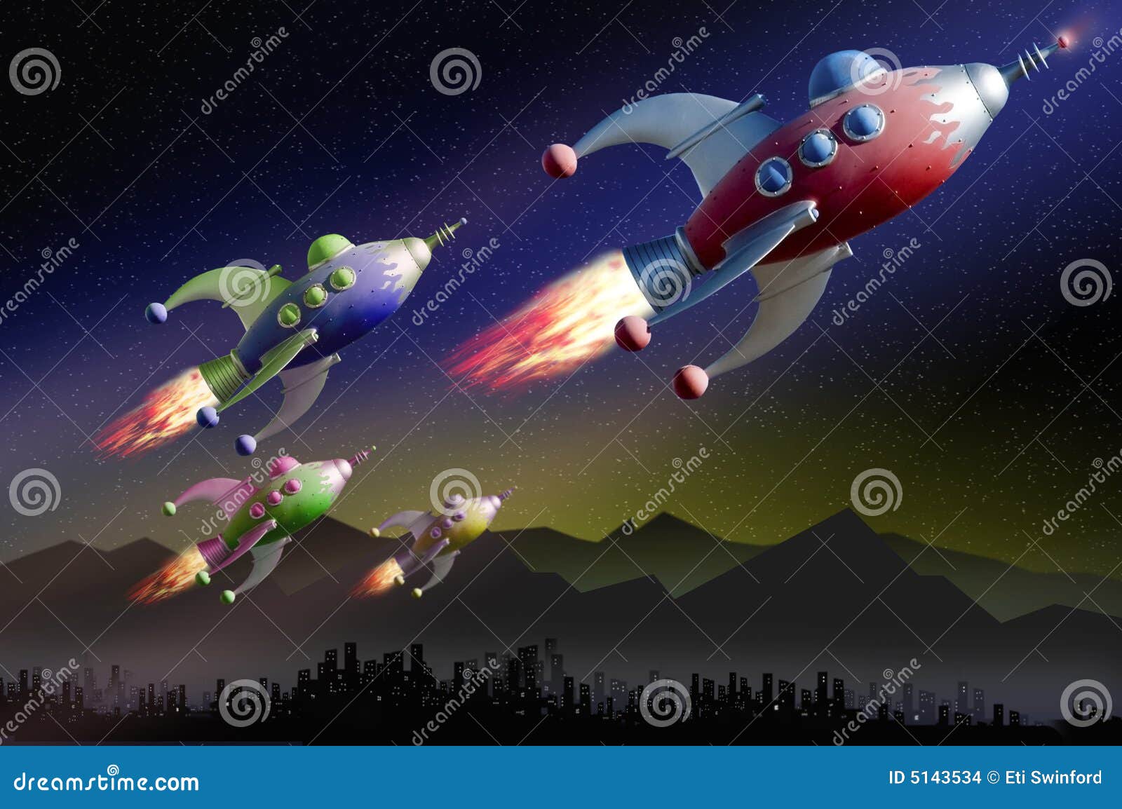 Two Spaceships On Patrol Stock Photo | CartoonDealer.com #2221704