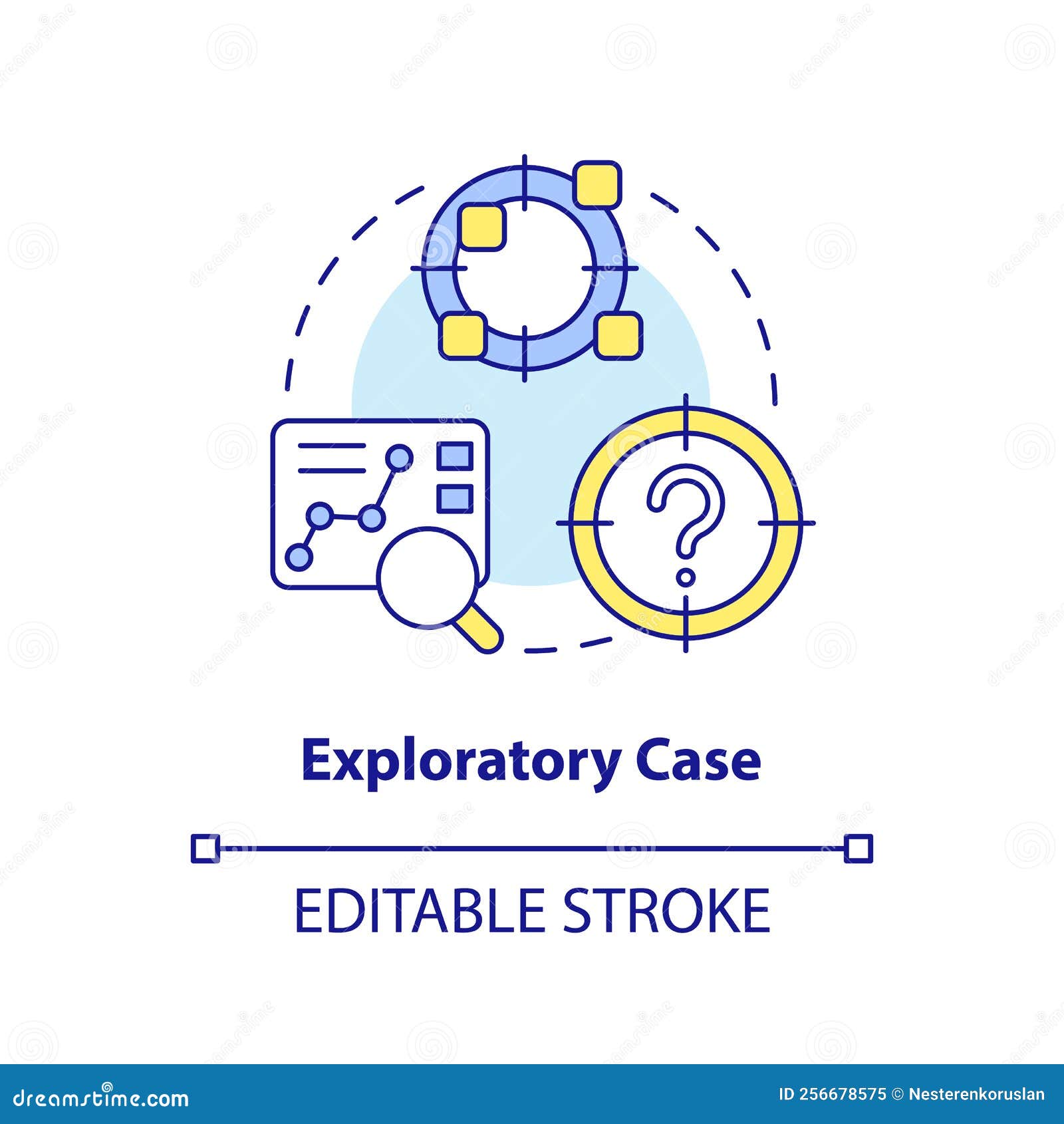 Exploratory Case Blue Gradient Concept Icon Cartoon Vector ...