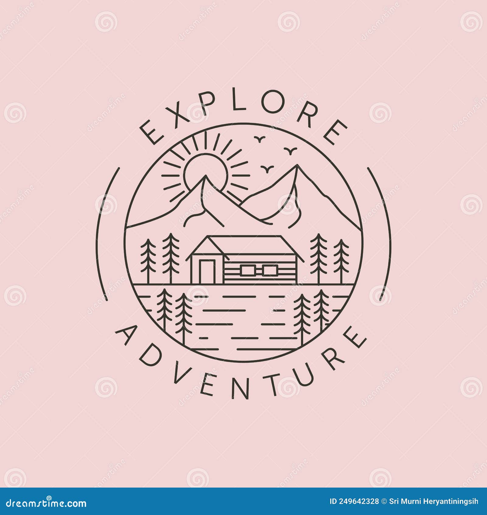 Explore Adventure and Cabin Line Art Logo Vector Symbol Illustration ...
