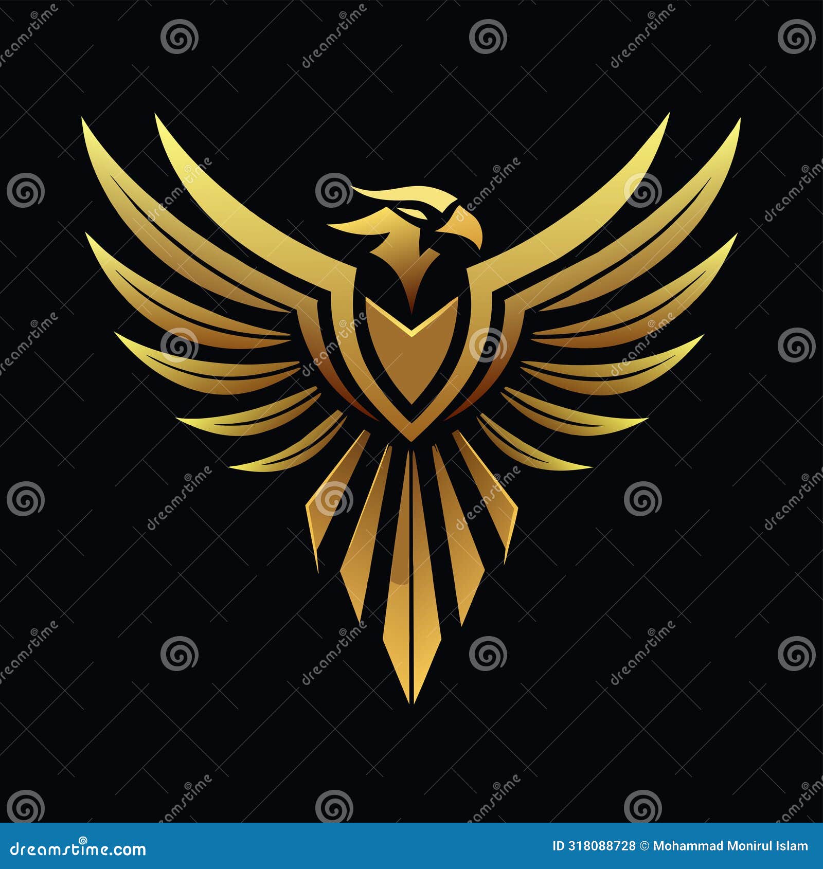 Majestic Eagle: Black Golden Aura Vector. Stock Vector - Illustration ...