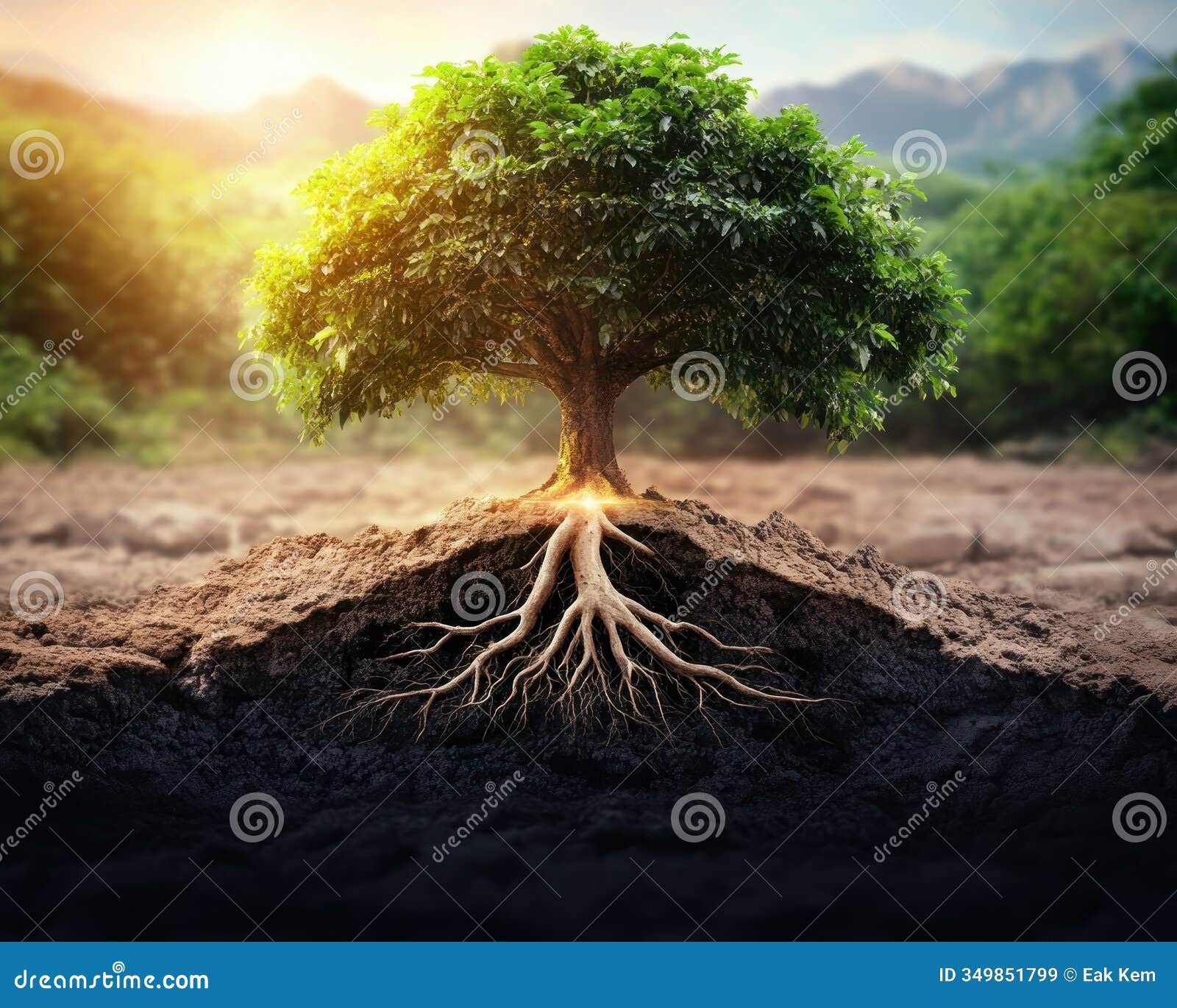 Explore an Artistic Depiction of Resilience, Showcasing a Robust Tree ...