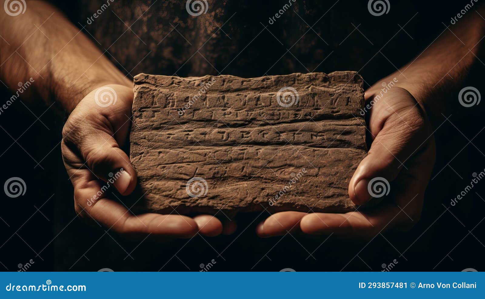 Ancient Artistry - Hands Grasping a Blank Clay Tablet Stock ...