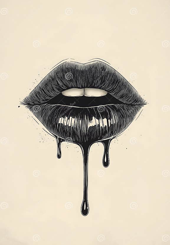 Explore the Artistic Expression of Lips Dripping with Ink in a ...