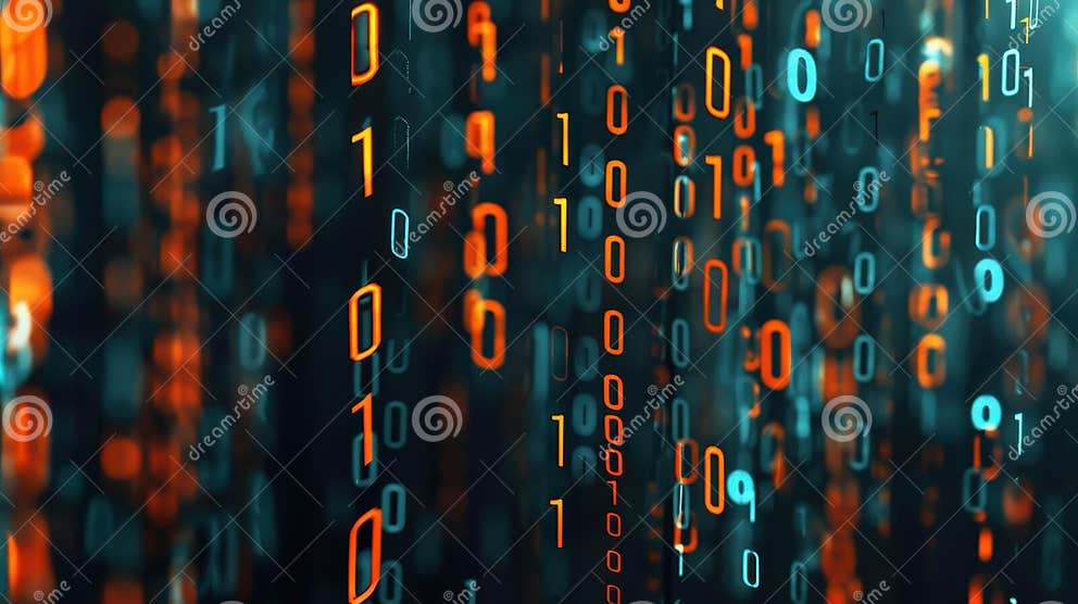Explore the Beauty of Digital Abstraction with Binary Code Streams Flowing Seamlessly Against a ...
