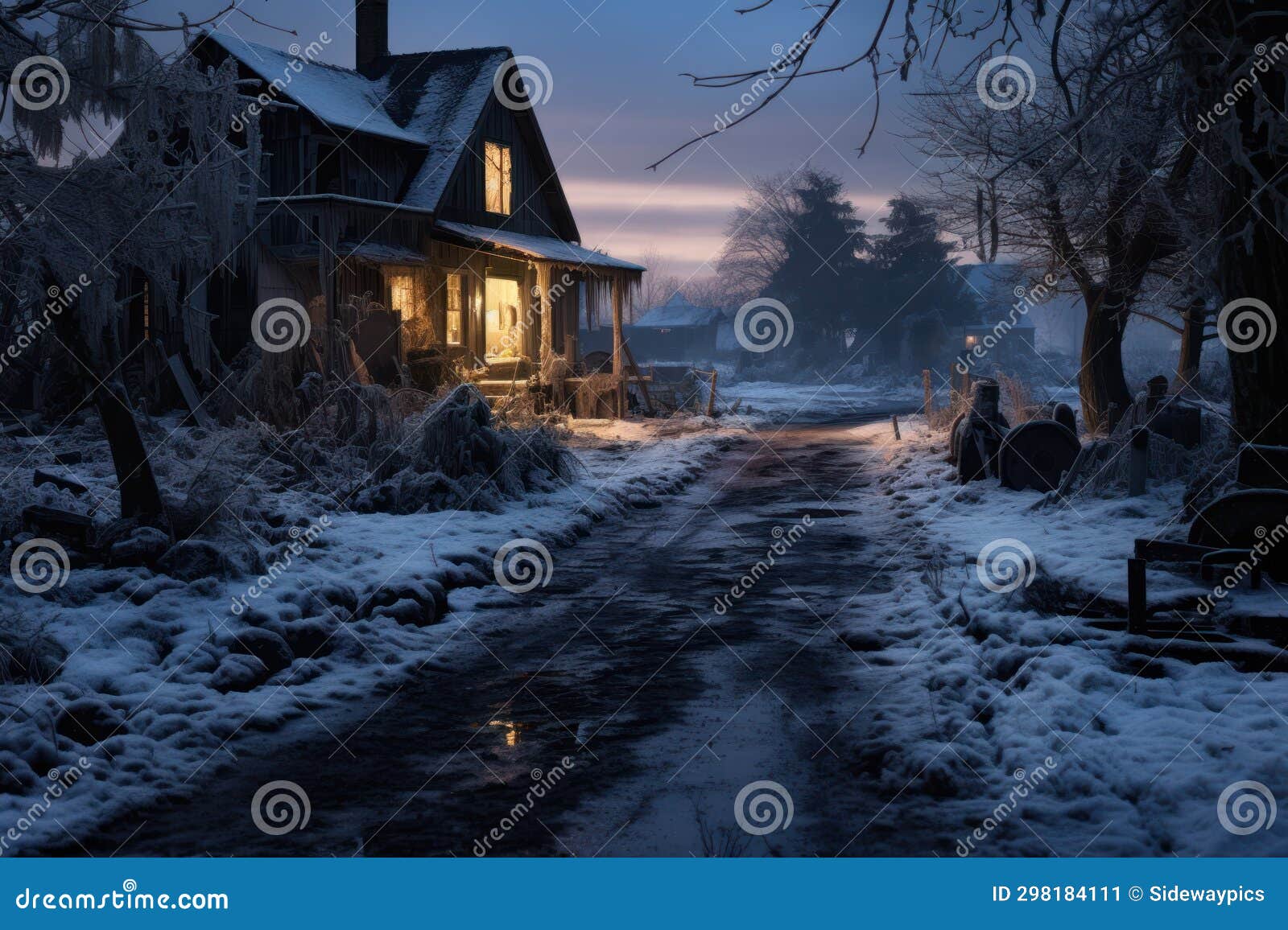 Winter Abandonment - Generative AI Stock Image - Image of night ...