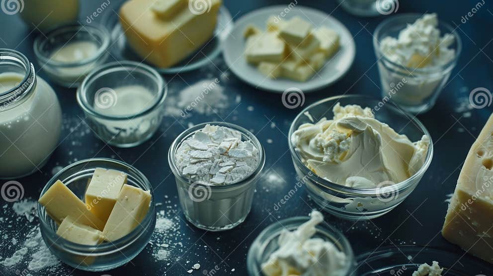 A Delightful Array of Dairy Products is Beautifully Arranged on a ...