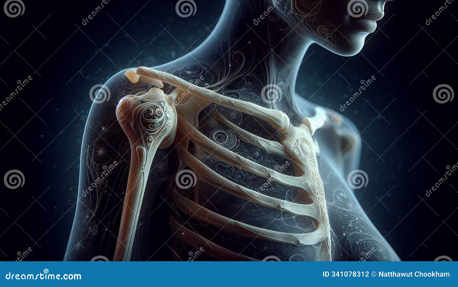 Intricate Illustration of Human Skeleton with Glow Stock Illustration ...