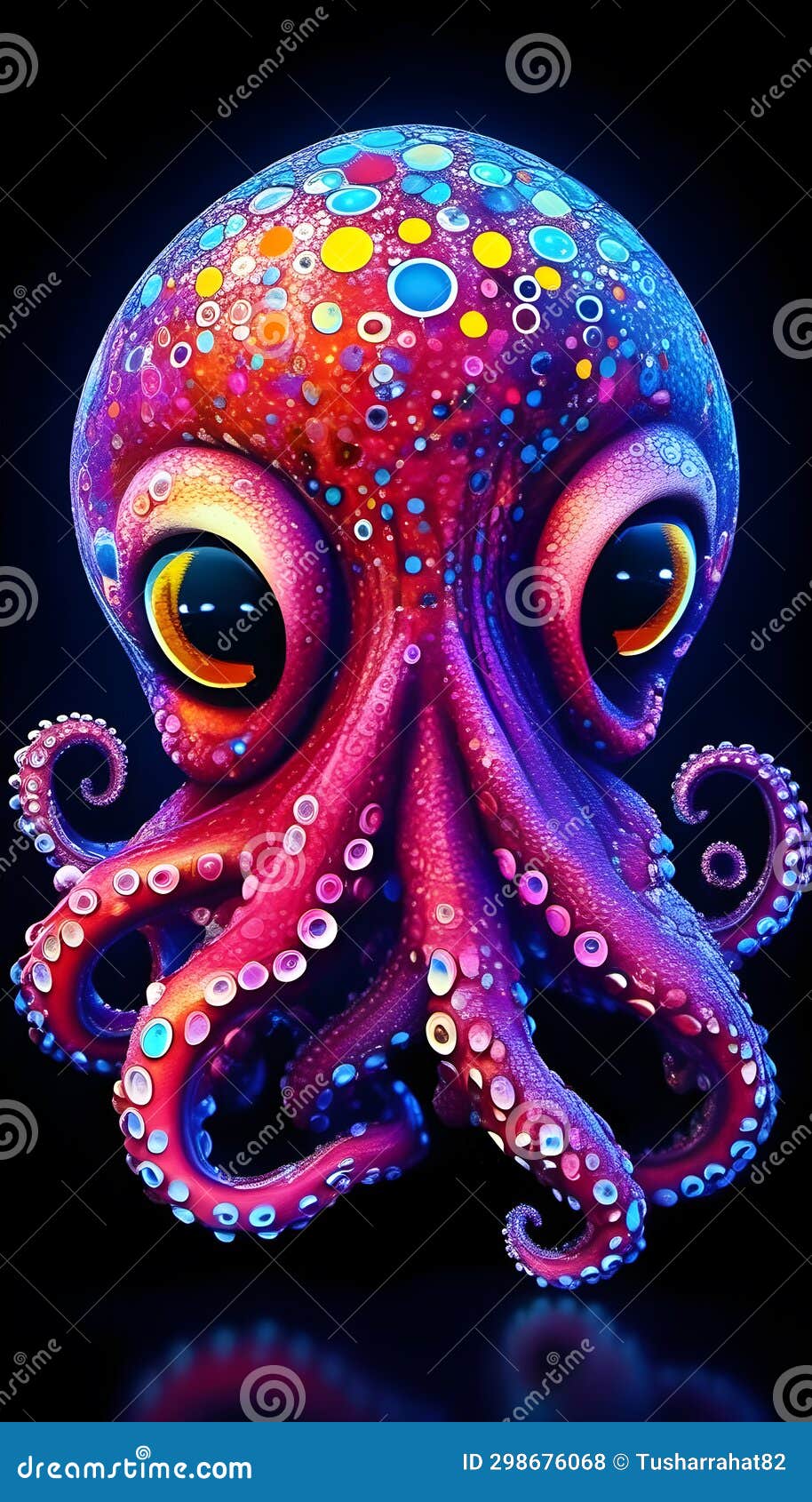 Geometric Abstraction with Luminous Hues Octopus Generative AI Stock ...