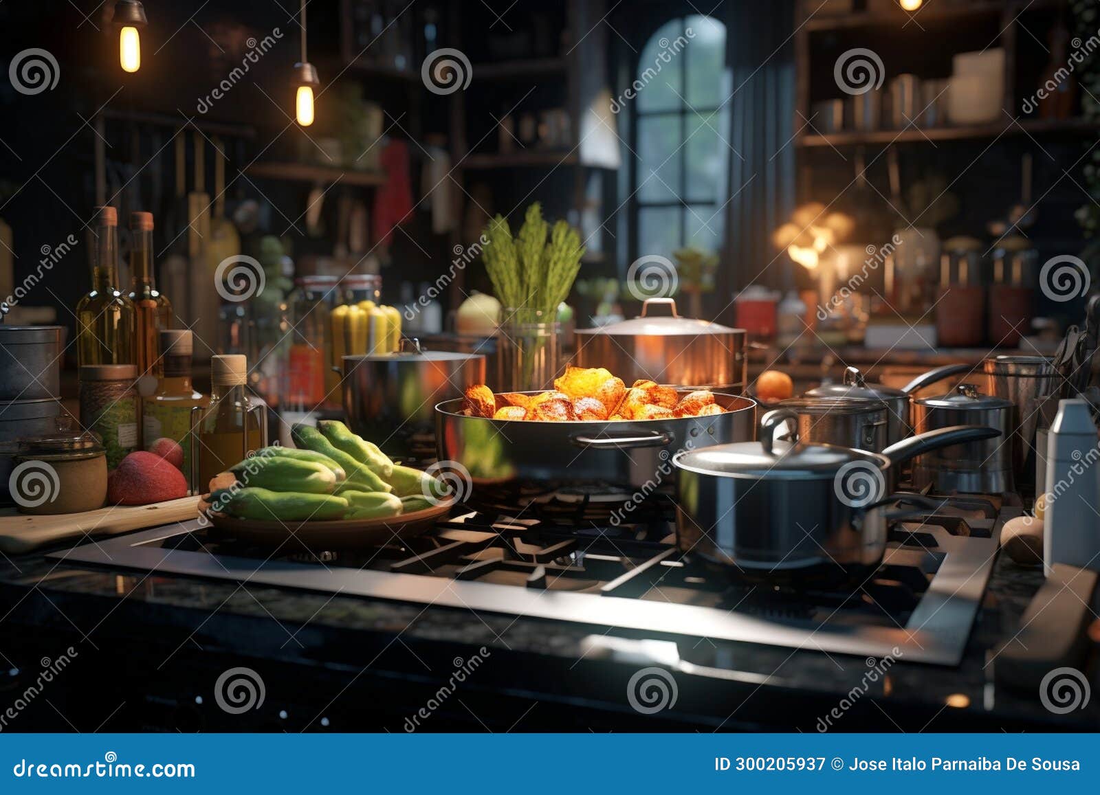 Explore a Chefs Kitchen with an Assortment of Stock Illustration ...