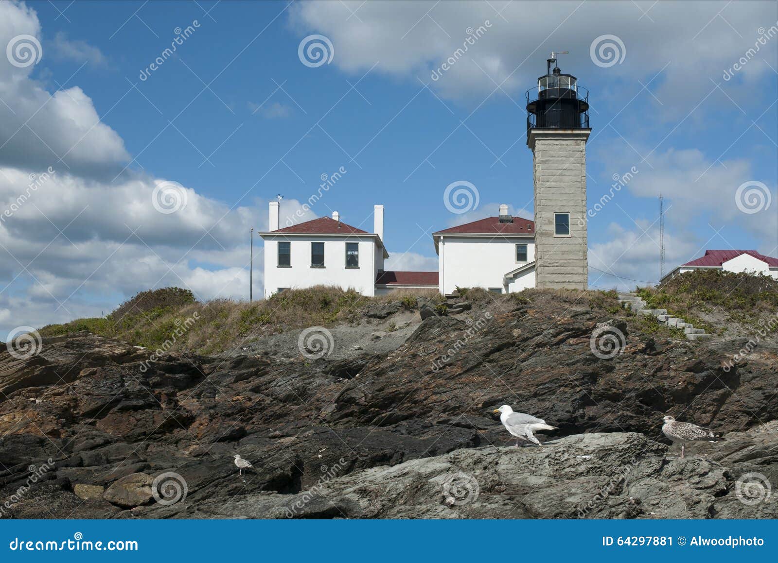 Explore Colonial Beavertail Lighthouse and Surrounding Park Stock Image ...