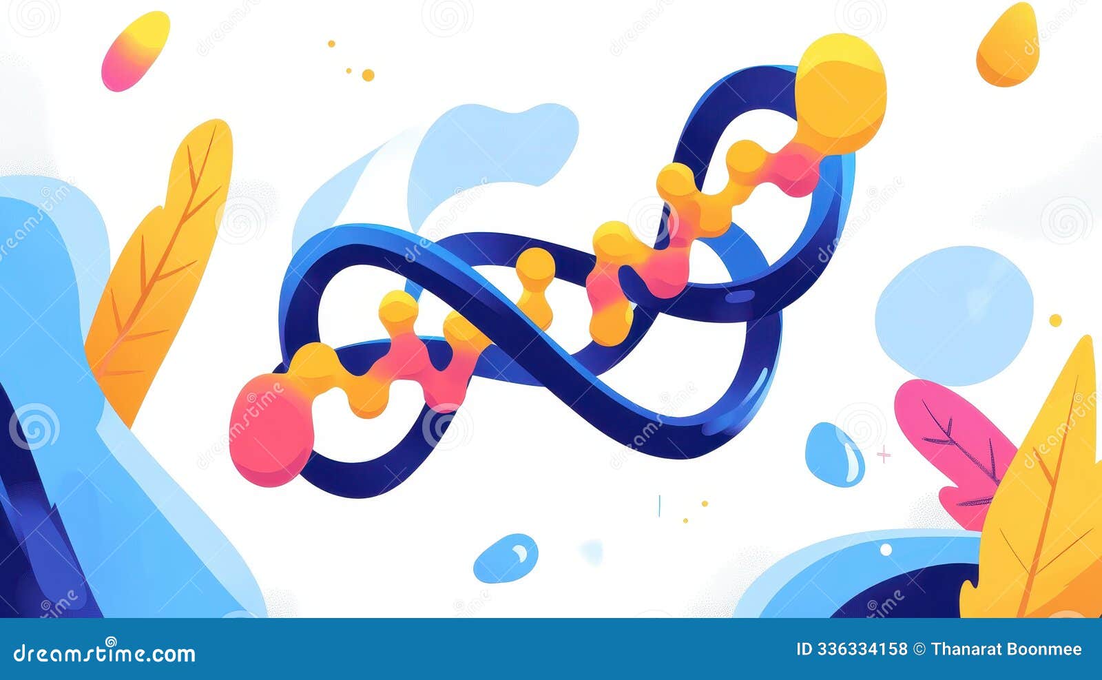 Explore a Colorful Illustration of DNA Molecules, Featuring Modern Flat ...