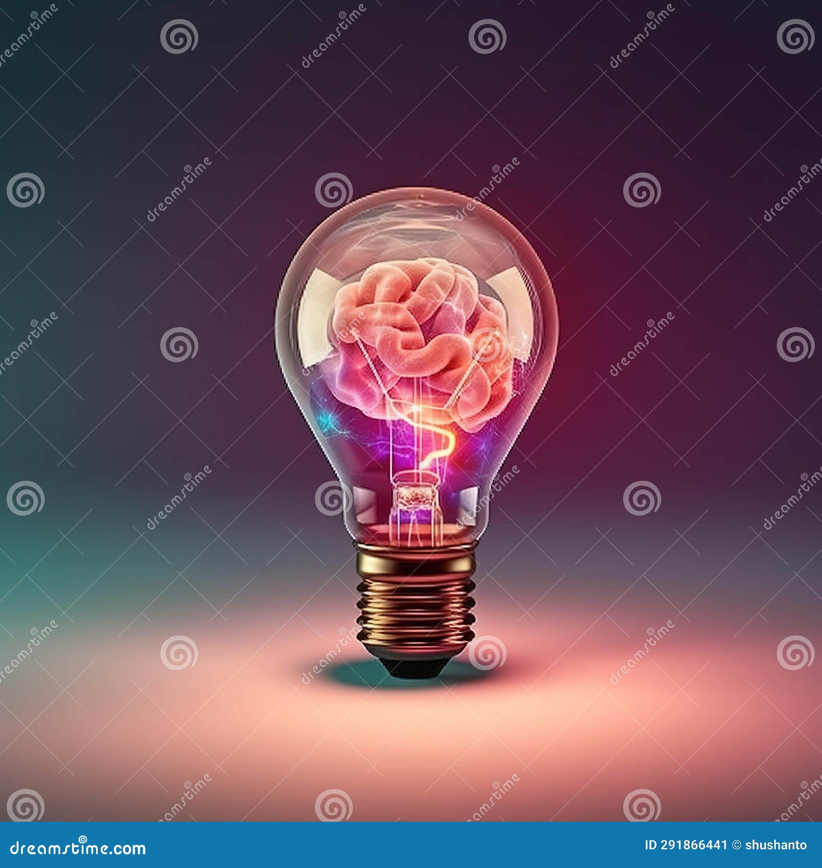 Brain Inside the Light Bulb Stock Illustration - Illustration of ...