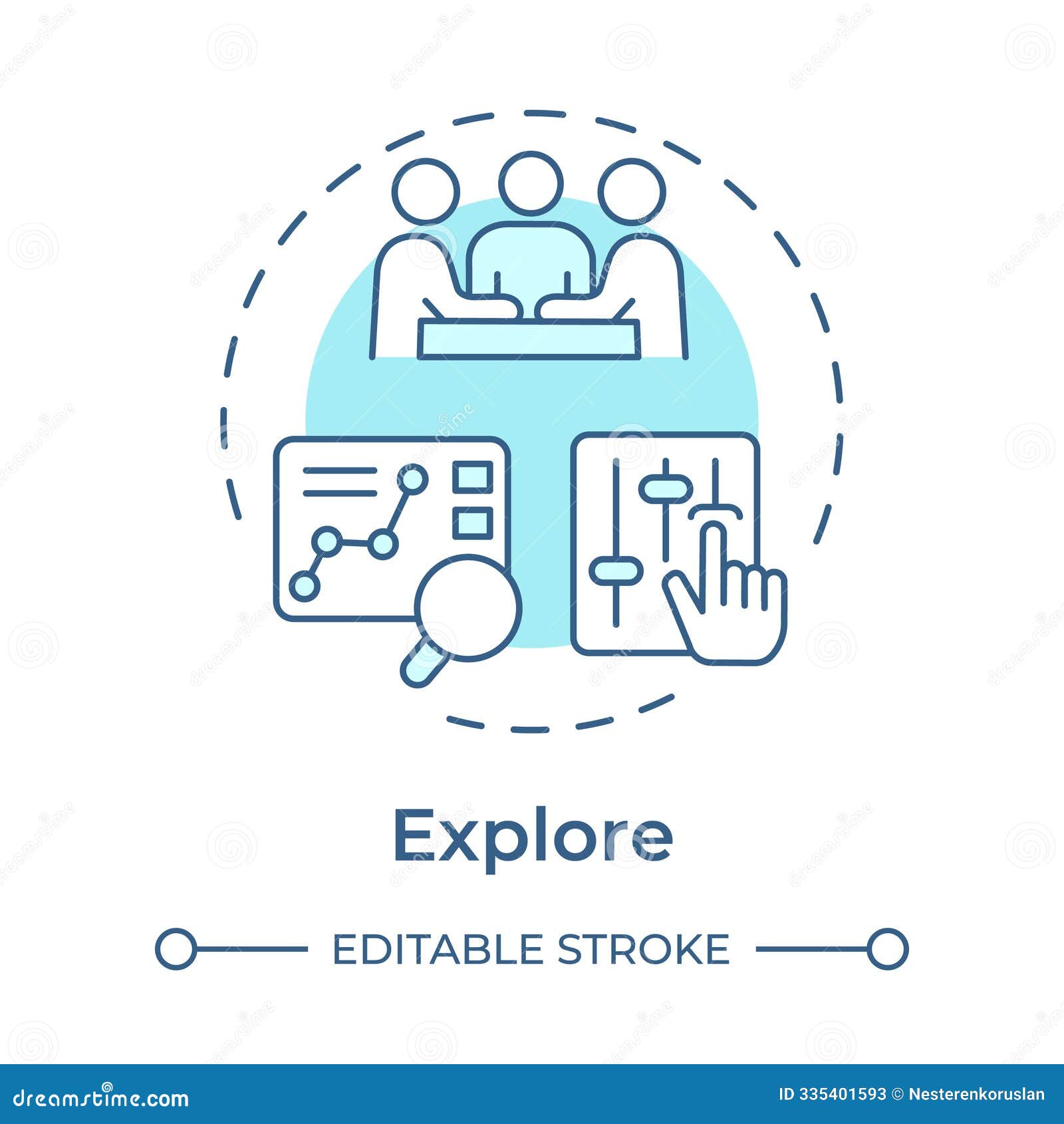 Explore concept icon stock illustration. Illustration of symbol - 335401593