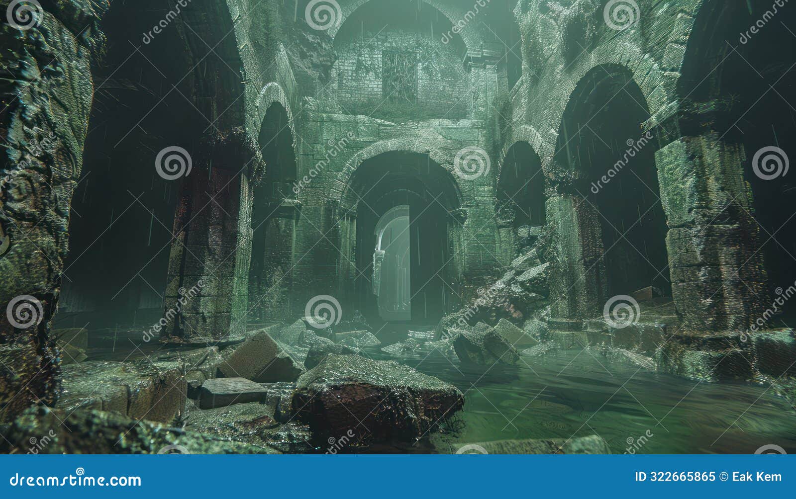 Submerged Ancient Ruins Mystical Underwater World of Forgotten ...