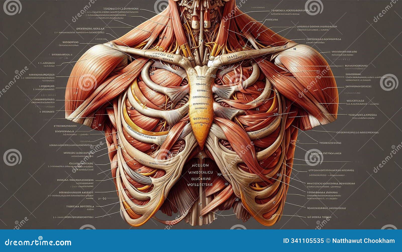 Detailed View of Human Diaphragm and Anatomy Stock Illustration ...