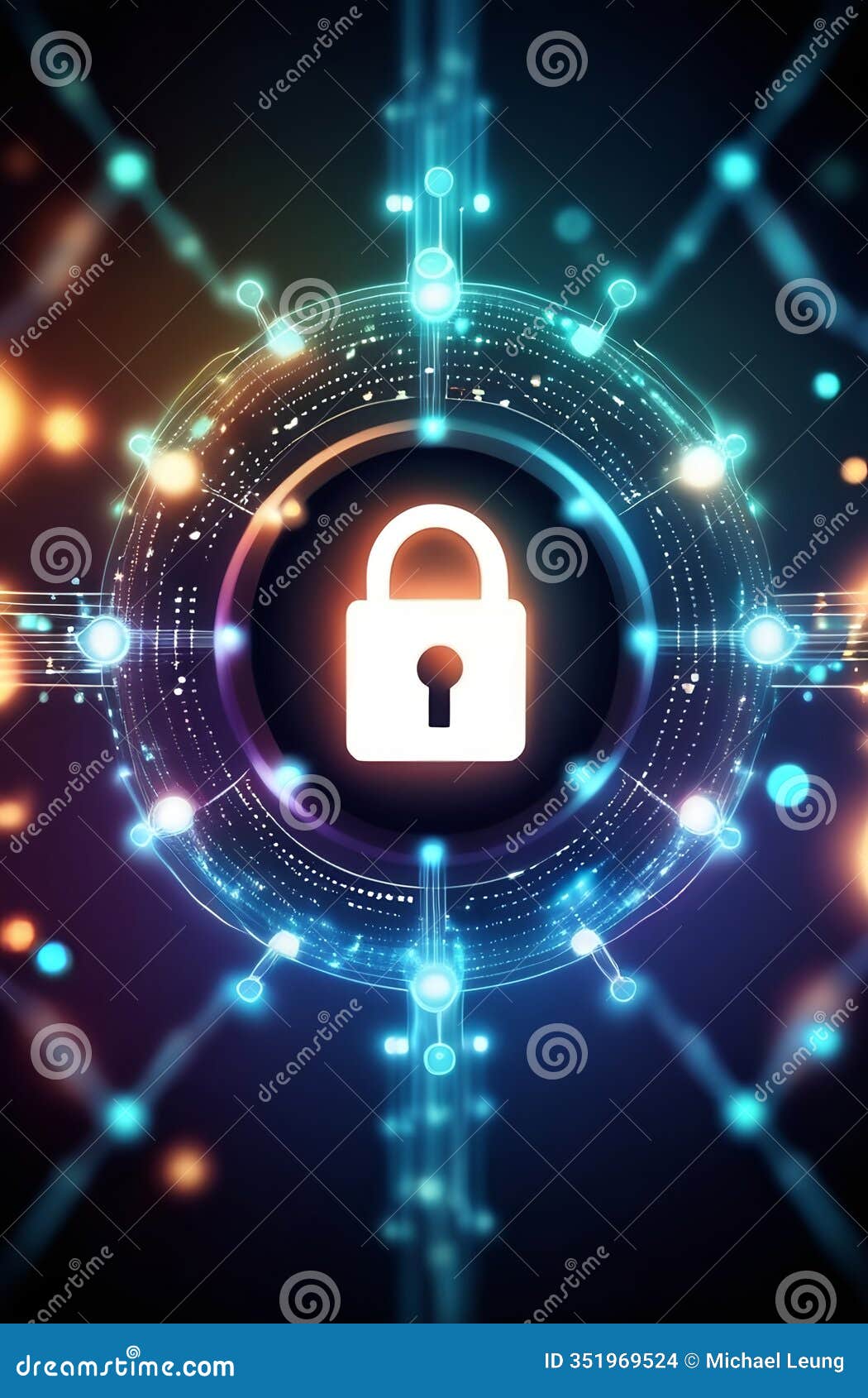 Cyber Security Concept. Digital Illustration with Vibrant Colors and ...