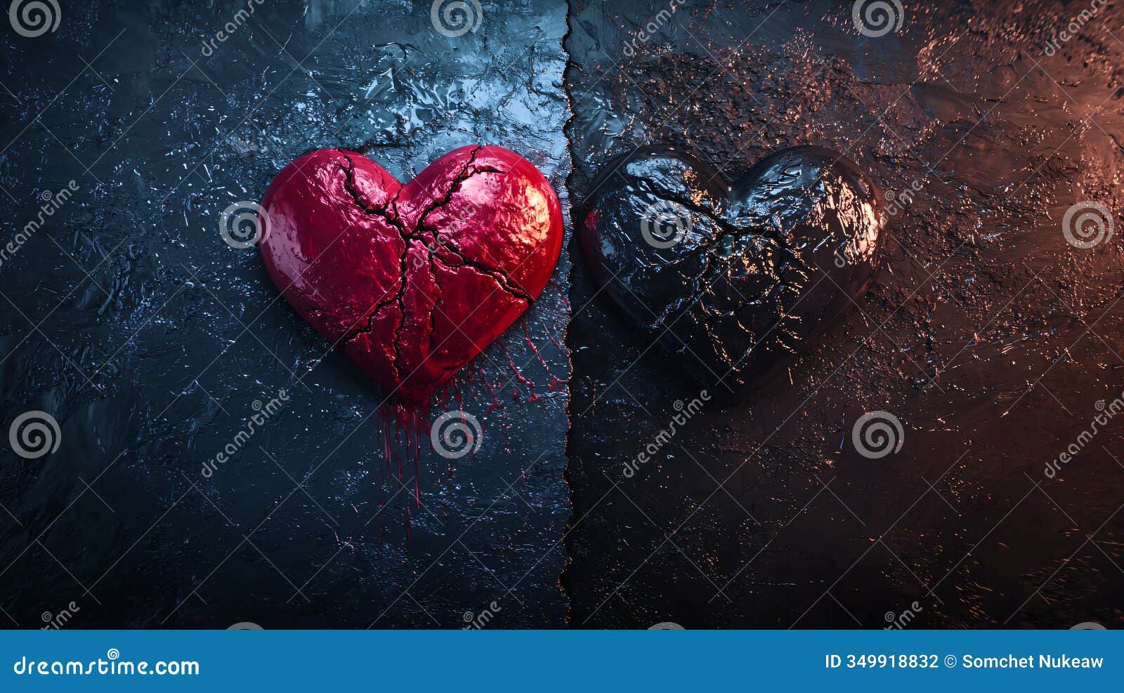 Explore the Duality of Love and Heartbreak through a Split Image of a ...