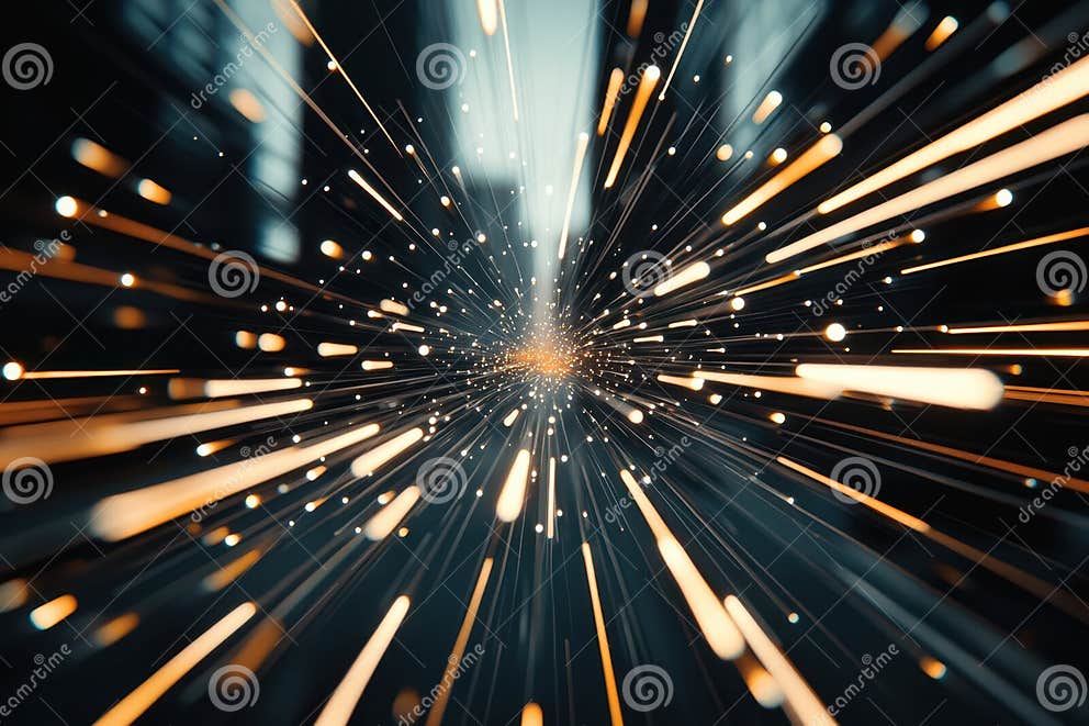 Dynamic Radial Lines with Light Particles Effect Stock Image - Image of ...