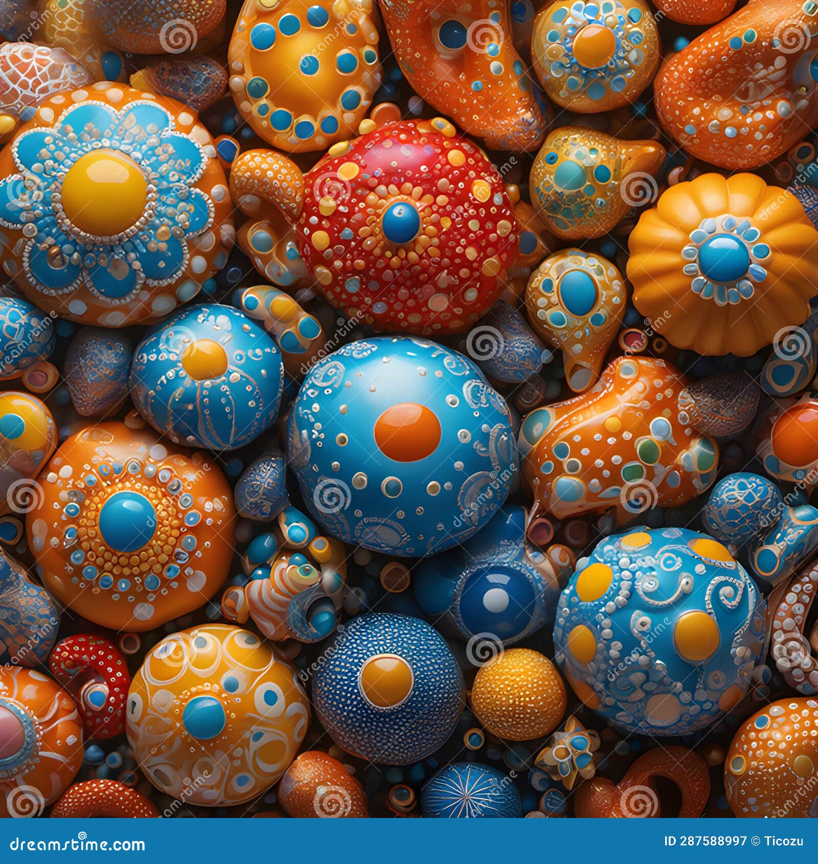 Blue and Yellow Close Up Micro Balls Digital Art Stock Illustration ...